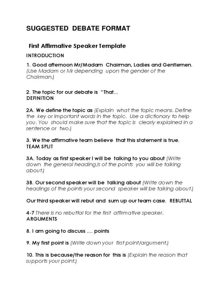 Debate Format Explanation Pdf Argument Reason