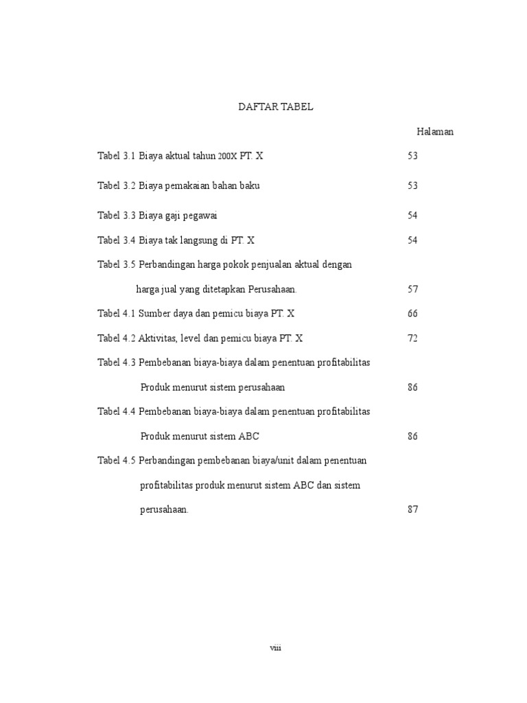 ABC Daftar Tabel | PDF