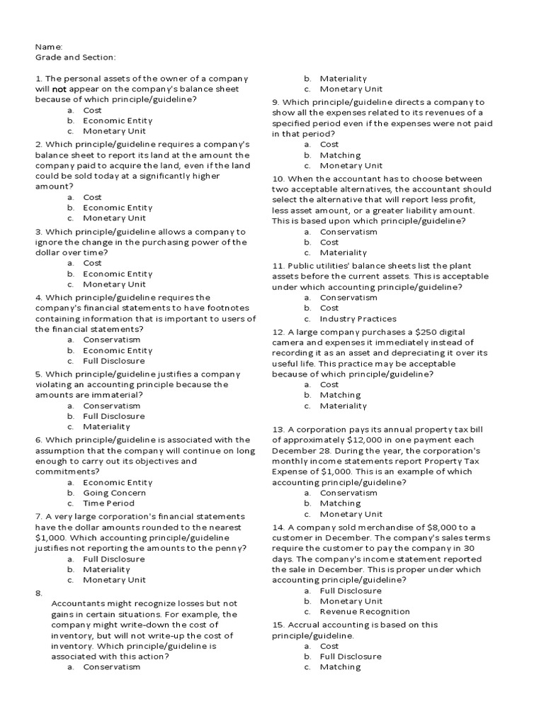 Key Accounting Principles Explained | PDF | Balance Sheet | Expense