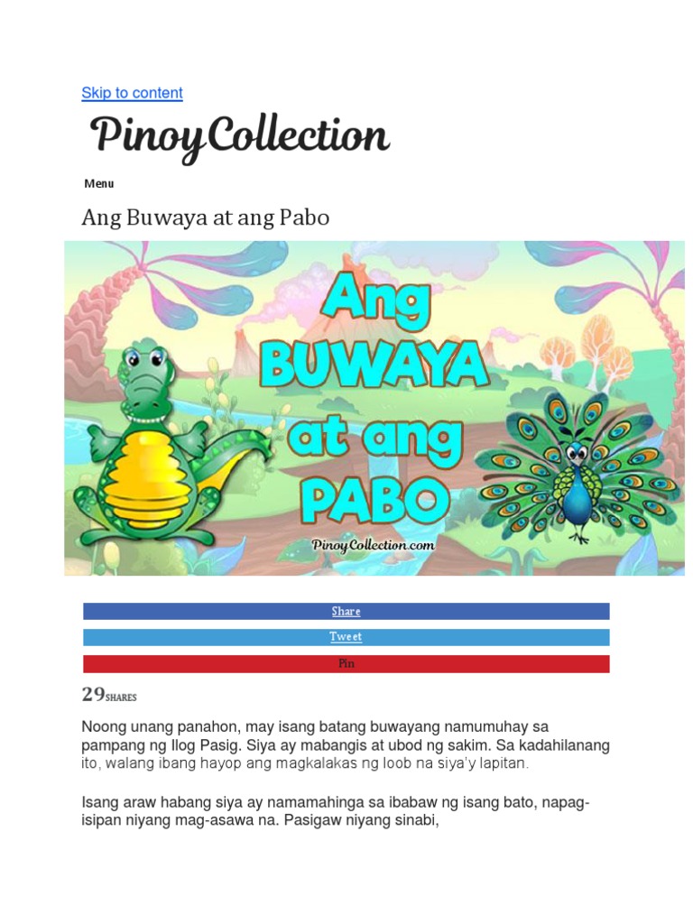 Ang Buwaya at Ang Pabo | PDF
