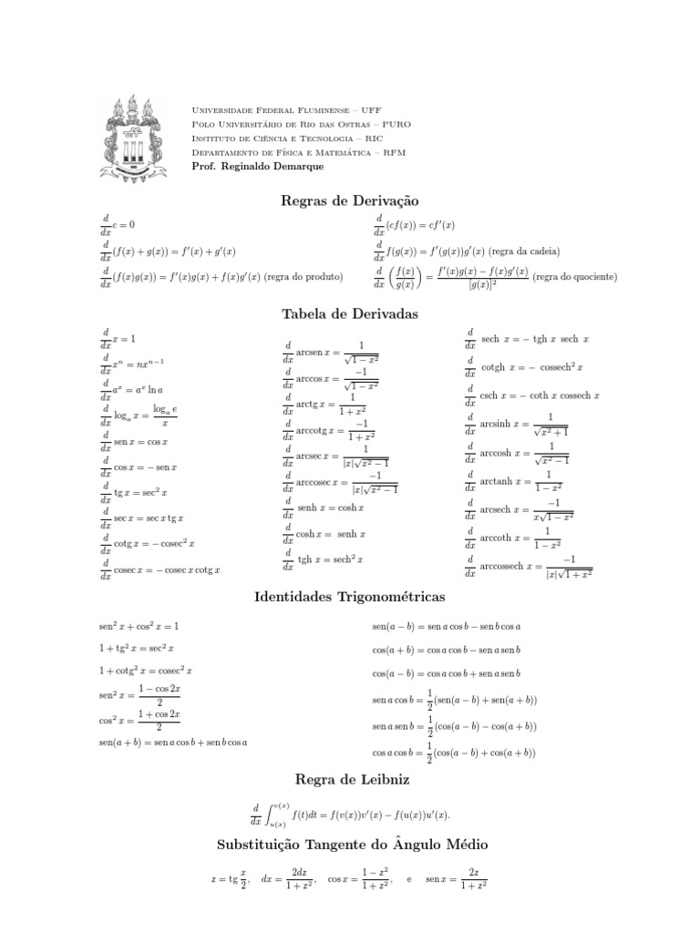 Regras de Deriva C Ao | PDF | Science | Teaching Mathematics