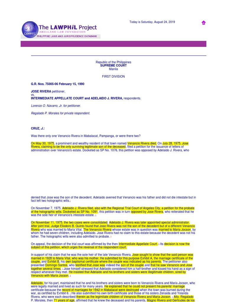 Rivera V Iac | PDF | Will And Testament | Witness