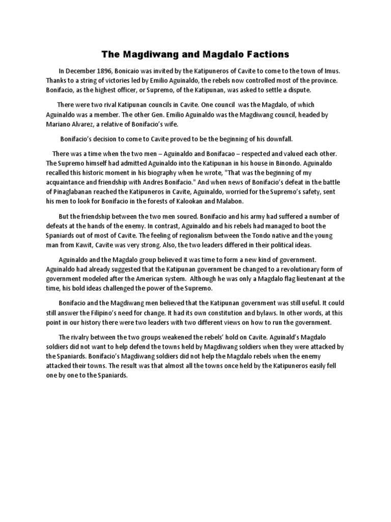 The Magdiwang and Magdalo Factions | PDF | Decolonisation | Wars Of ...