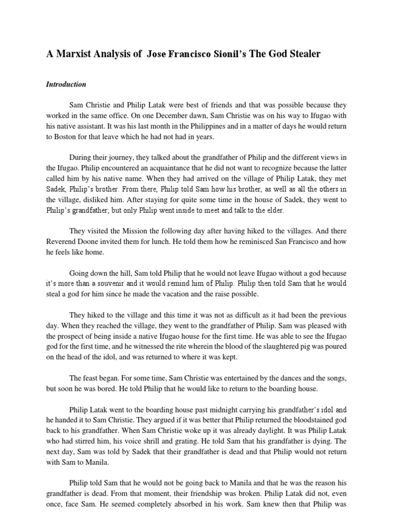 Analysis-The God Stealer | PDF | Marxism