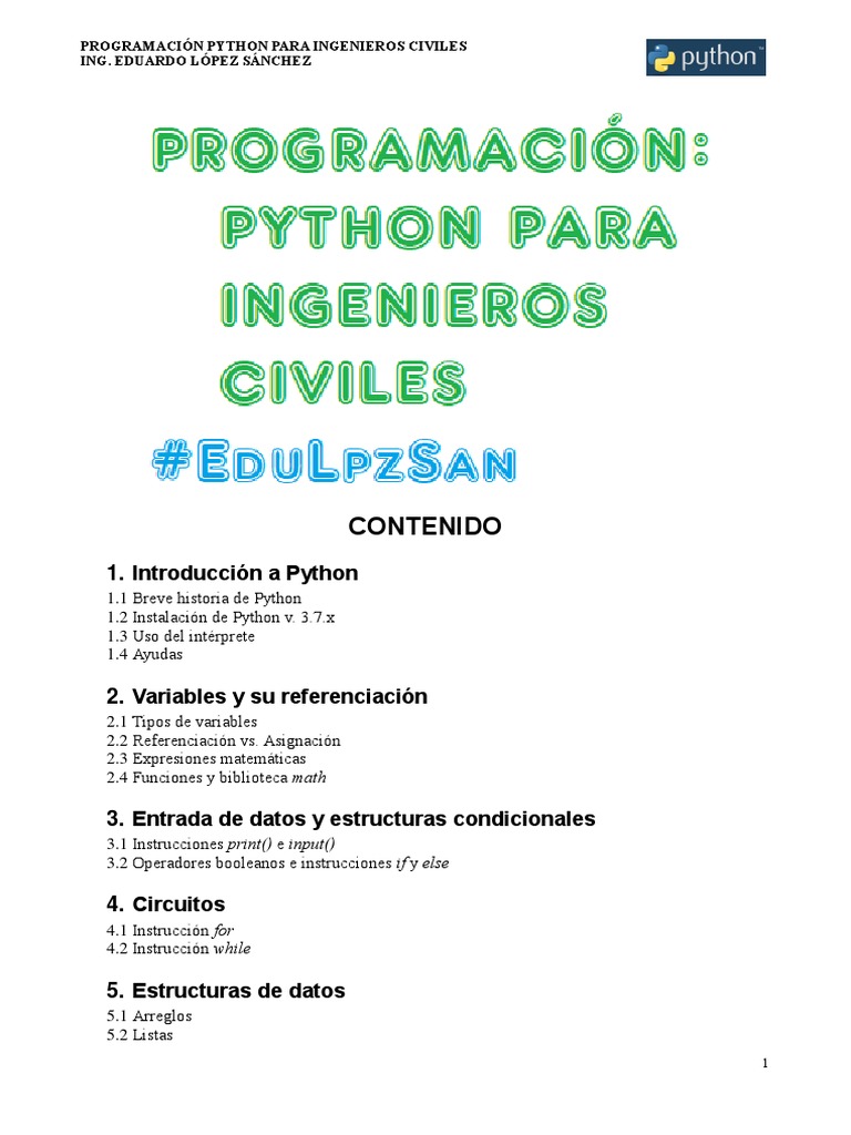 Python para Ingenieros Civiles PDF | PDF | Estructura de datos de matriz | Python (lenguaje de ...