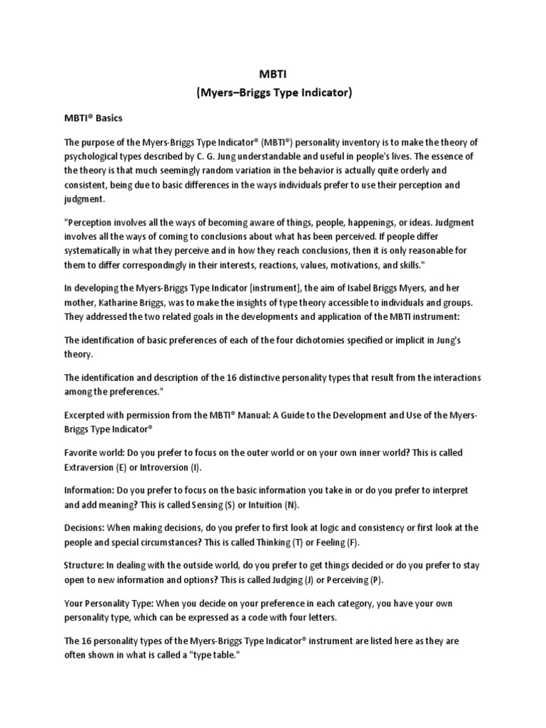 MBTI Test Online | PDF | Personality Type | Psychology