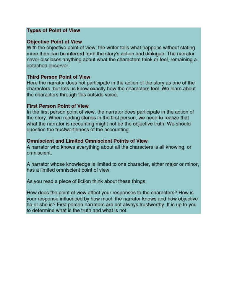 Types of Point of View | PDF