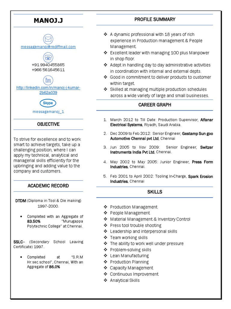 Very Good CV Format | PDF | Engineering | Economic Sectors
