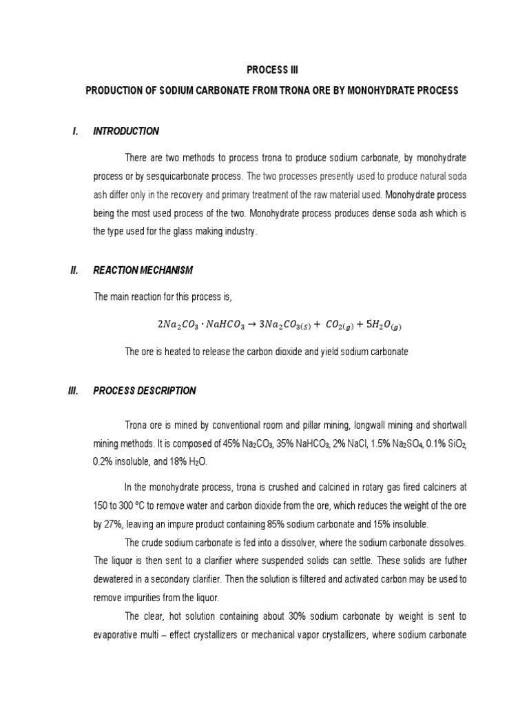 Process Selection - Trona Ore REVISE | PDF | Sodium Carbonate | Hazards
