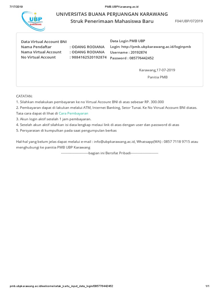 Panduan Pendaftaran PMB UBP Karawang | PDF | Karier & Perkembangan | Bisnis