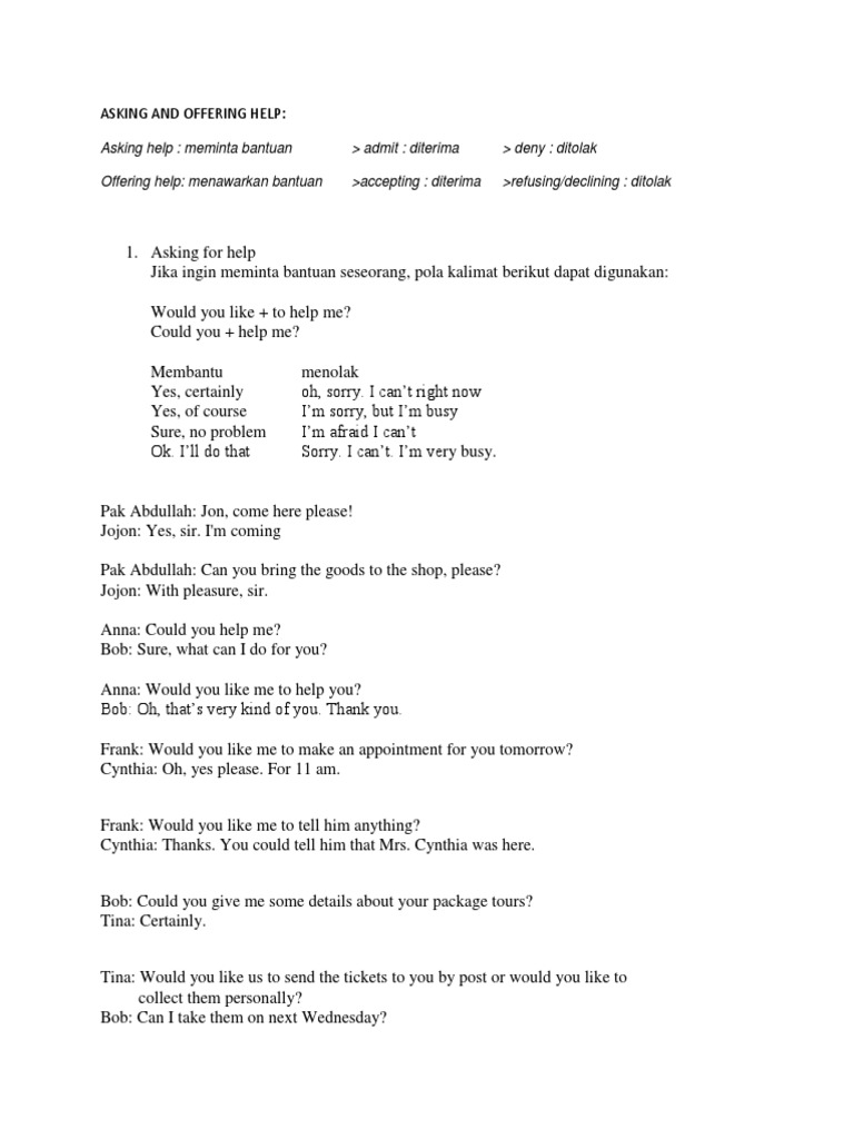 Asking and Offering Help | PDF