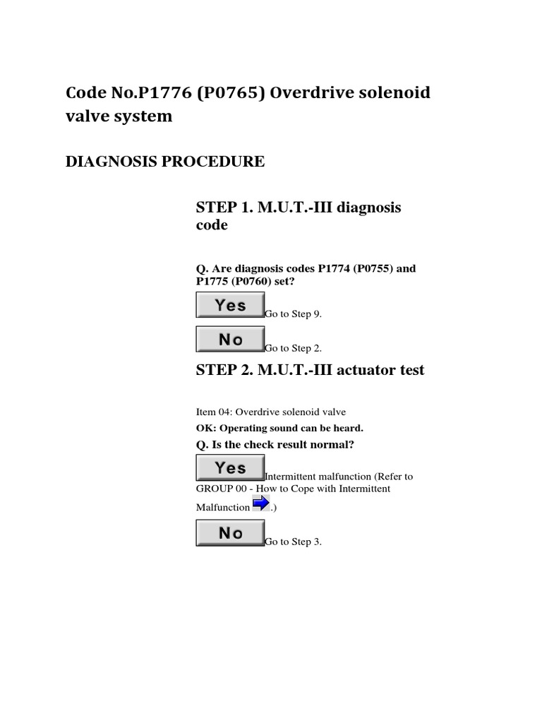 Code No.P1776 (P0765) Overdrive Solenoid Valve System: Diagnosis ...