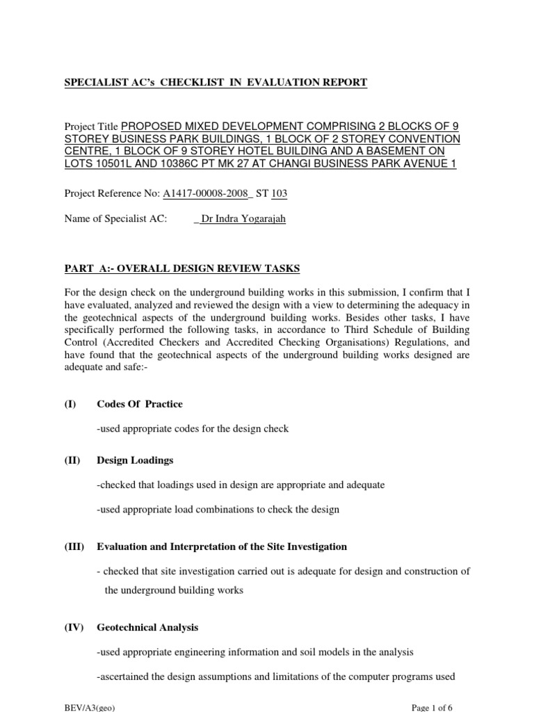 Bca Be Sac Checklist | Geotechnical Engineering | Deep Foundation