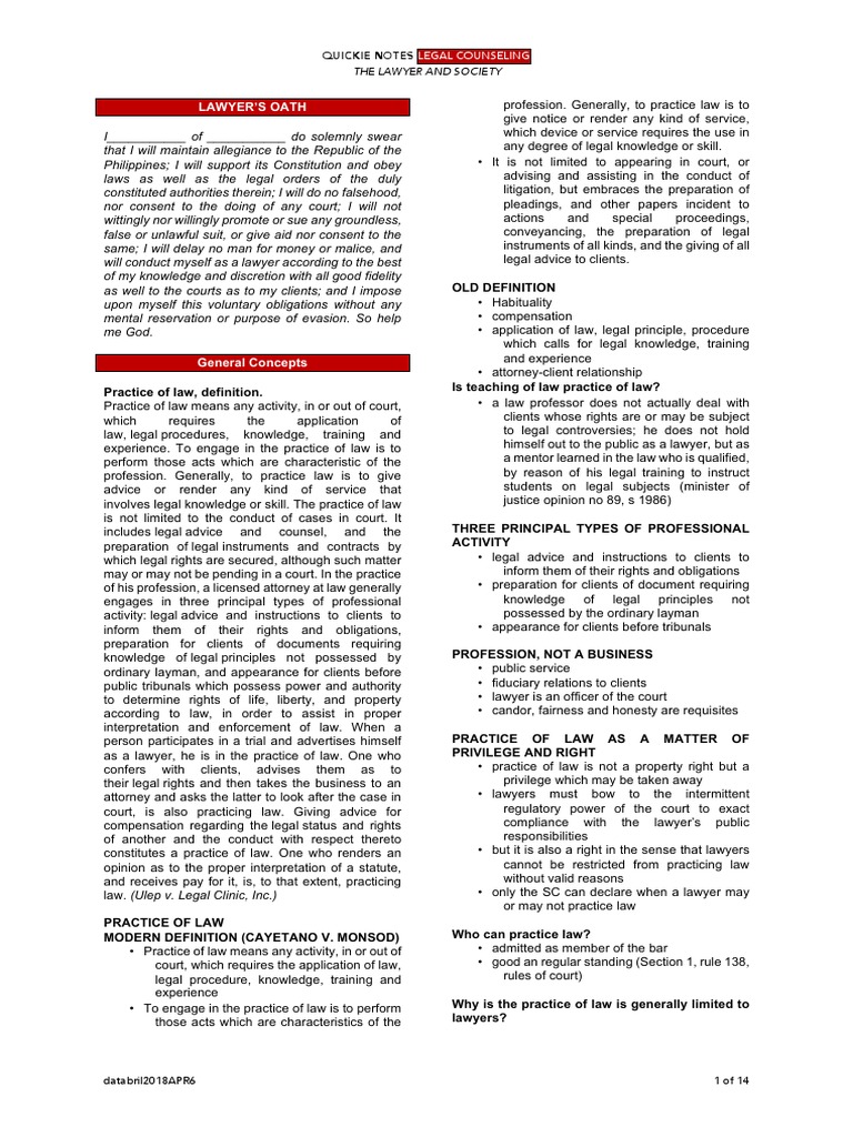 Lawyer's Oath and Practice Guide | PDF | Lawyer | Lawsuit