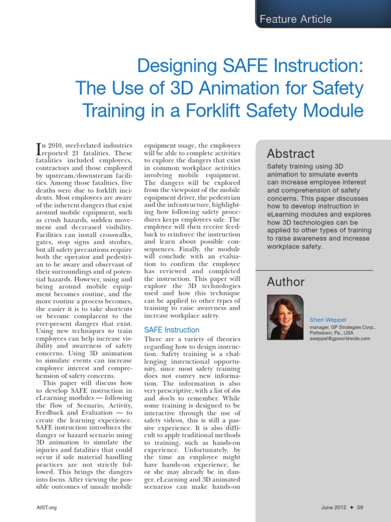 The Use of 3D Animation For Safety Training in A Forklift Safety Module ...