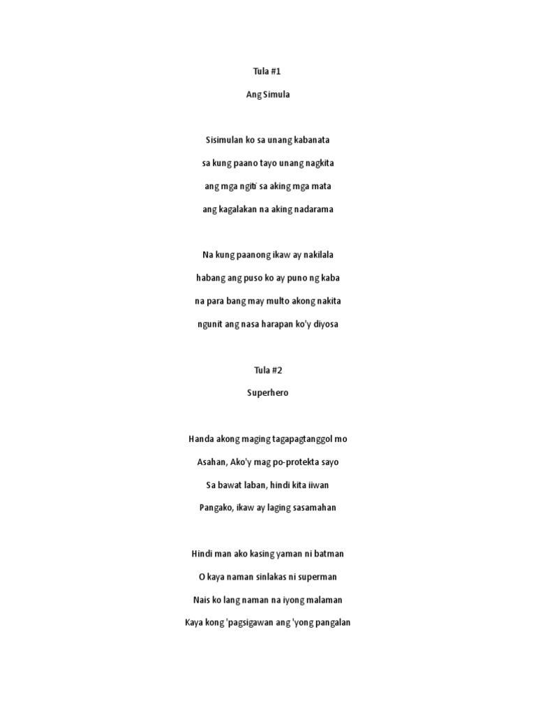 4 Lines, 2 Stanzas, 12 Syllable Poetry Ni Ako. | PDF