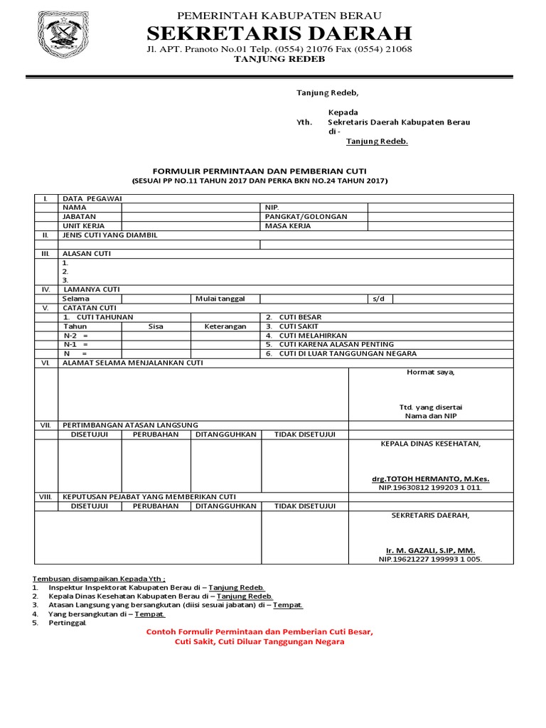 Form Cuti Dan Izin PKM | PDF