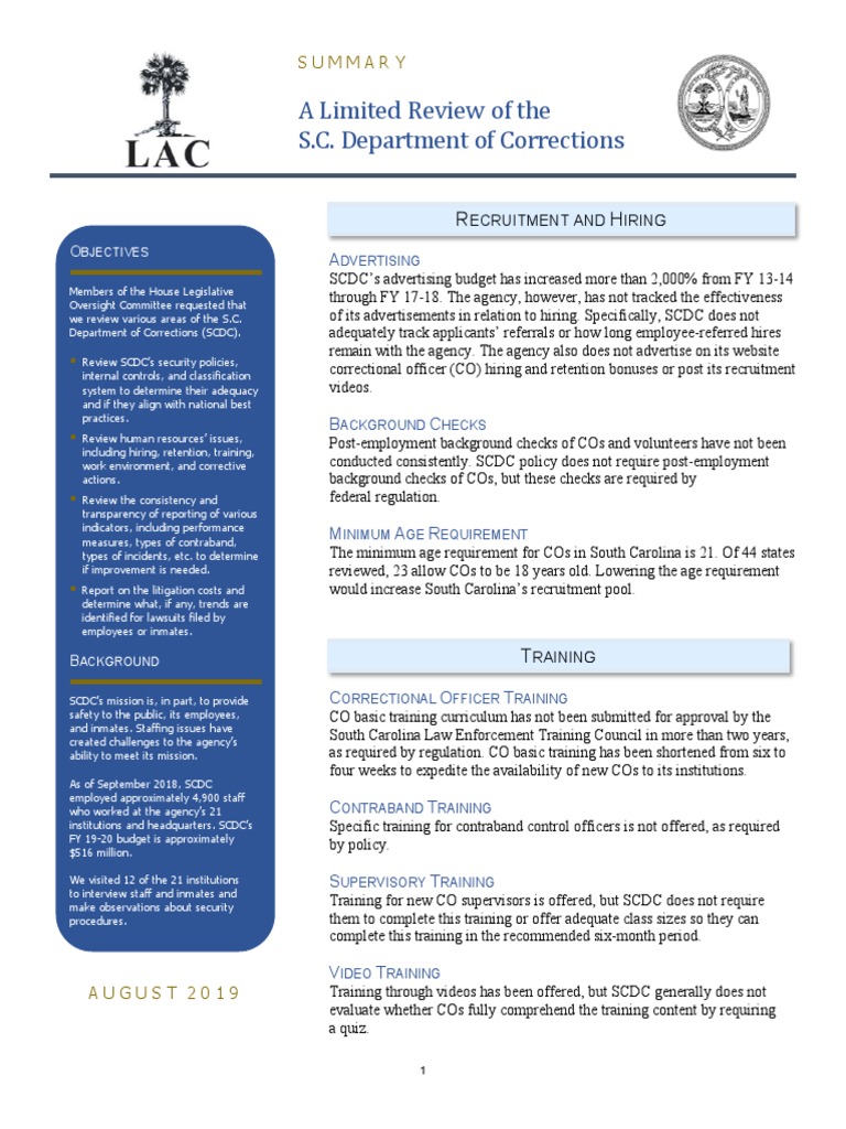 SCDC Summary 2019 | Recruitment | Employee Retention