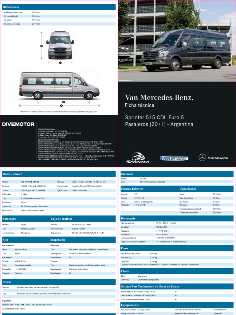 Ficha Técnica Sprinter 515 CDI 20+1 | PDF