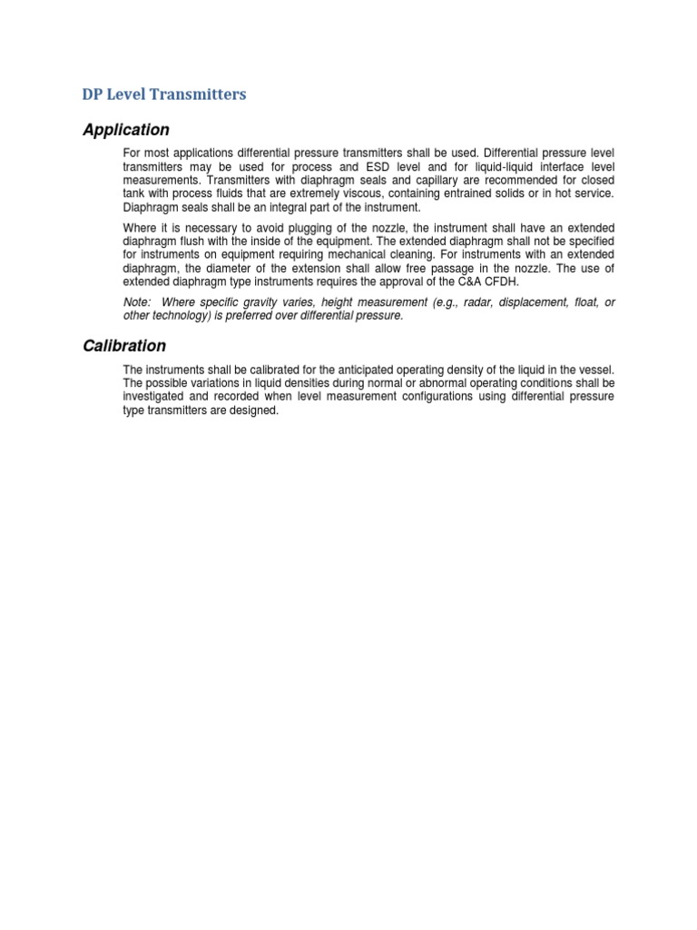DP Level Transmitters | PDF