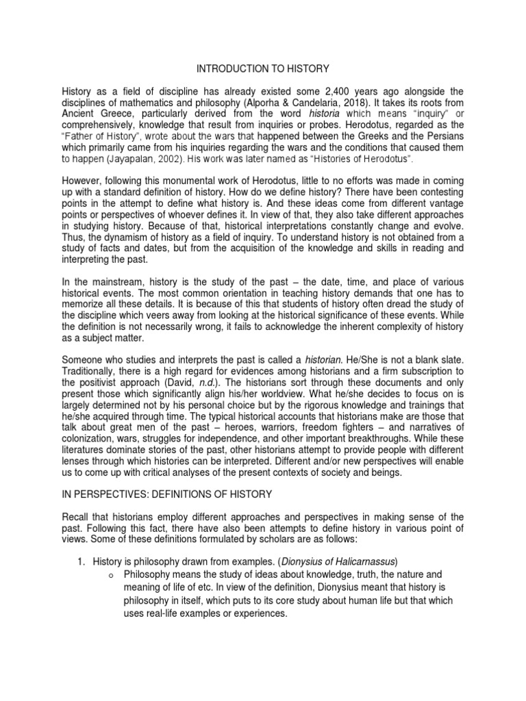 Introduction To History | PDF | Narrative | Free Will