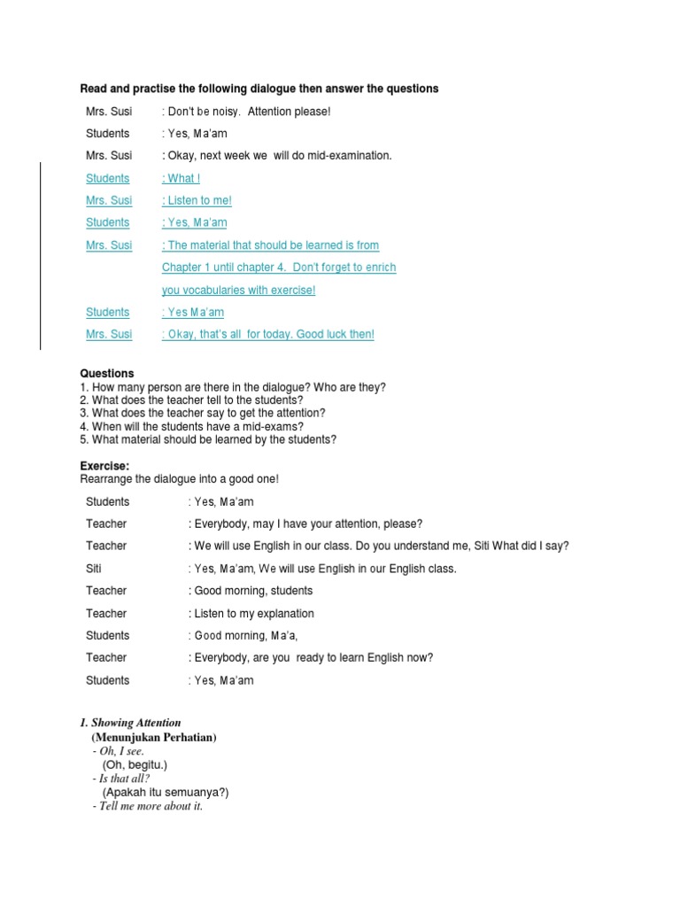 Read and Practise The Following Dialogue Then Answer The Questions | PDF