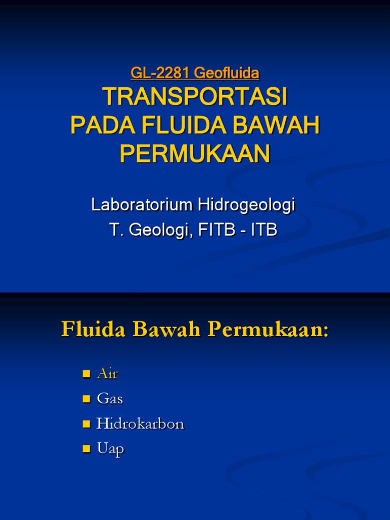 Kuliah Geofluida #5 Transportasi Massa | PDF | Diffusion | Continuum Mechanics
