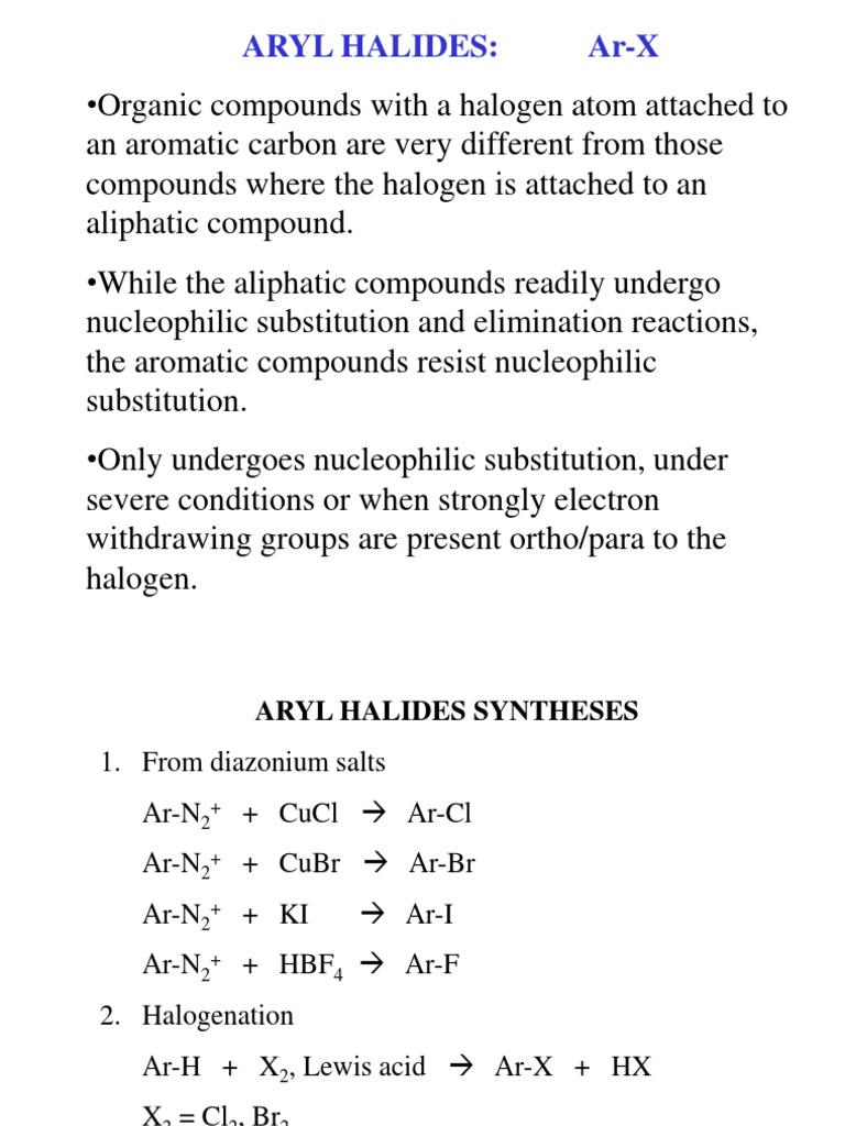 Aryl Halides-Ppt I | PDF | Chemical Reactions | Molecules