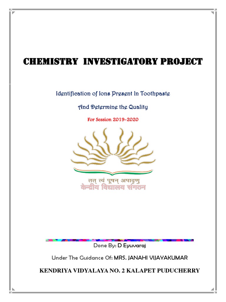 Chemistry Investigatory Project XII On Toothpaste Analysis | PDF | Ion ...