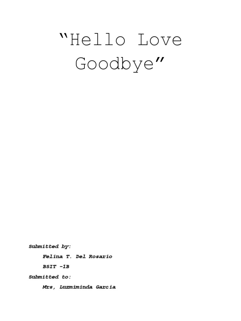 Hello Love Goodbye | PDF