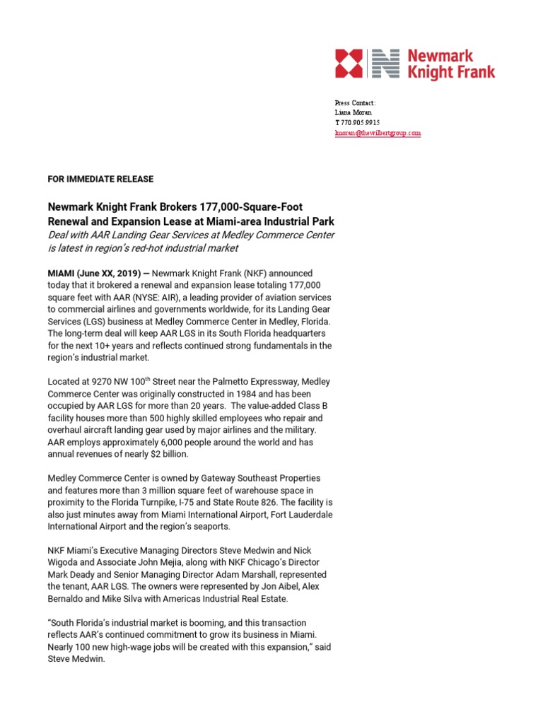 Newmark Knight Frank Brokers 177,000-Square-Foot Renewal and Expansion ...