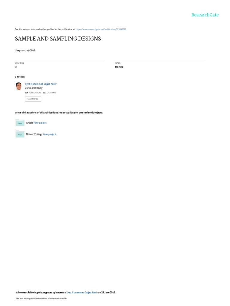 Sample and Sampling Designs | PDF | Sampling (Statistics) | Survey ...