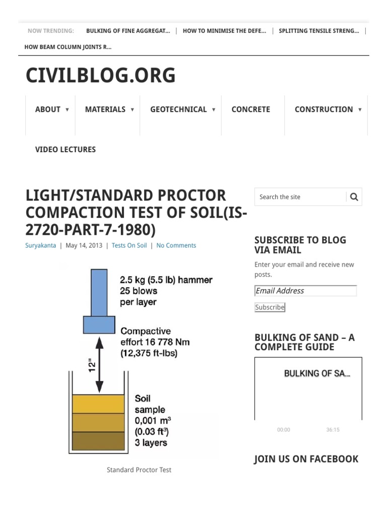 Light - Standard Proctor Compaction Test of Soil (Is-2720-Part-7-1980 ...