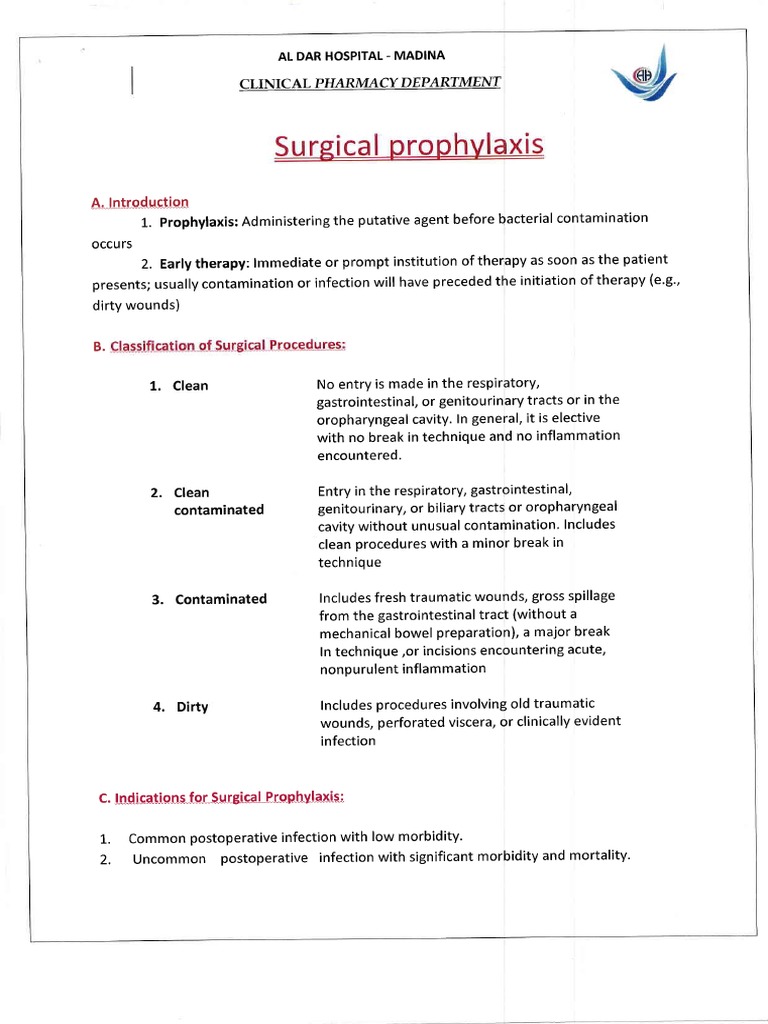 Surgical Prophylaxis | PDF | Surgery | Wound