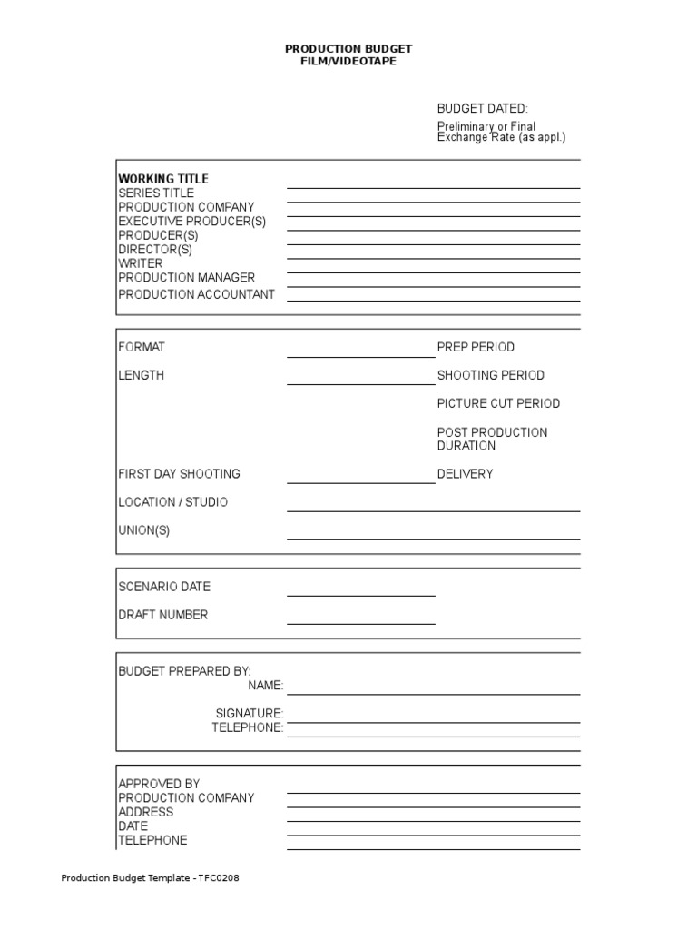 Film Production Budget Template | PDF