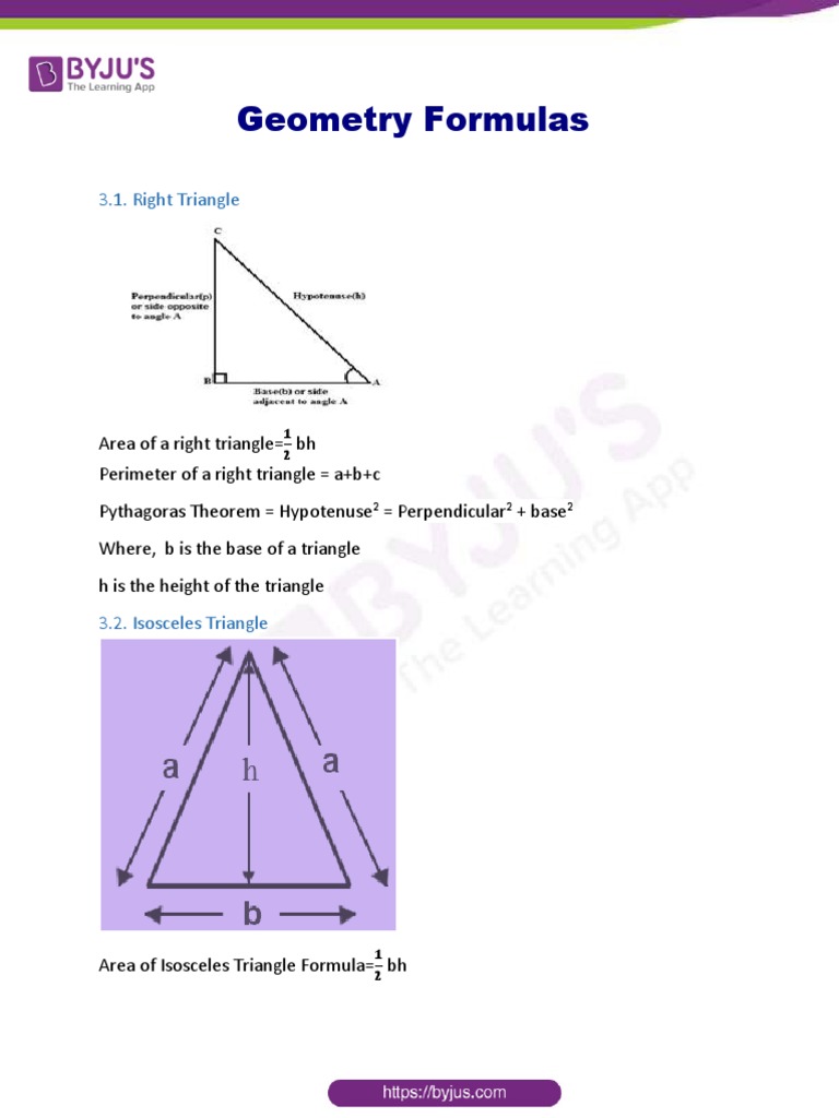 Geometry Formulas | PDF | Area | Sphere