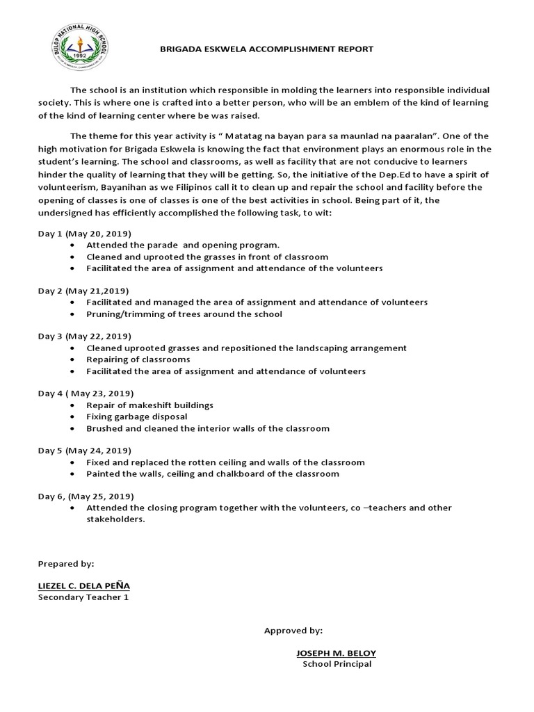 Brigada Accomplishment | PDF