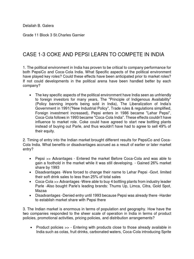 Case Study | PDF | Coca Cola | Pepsi