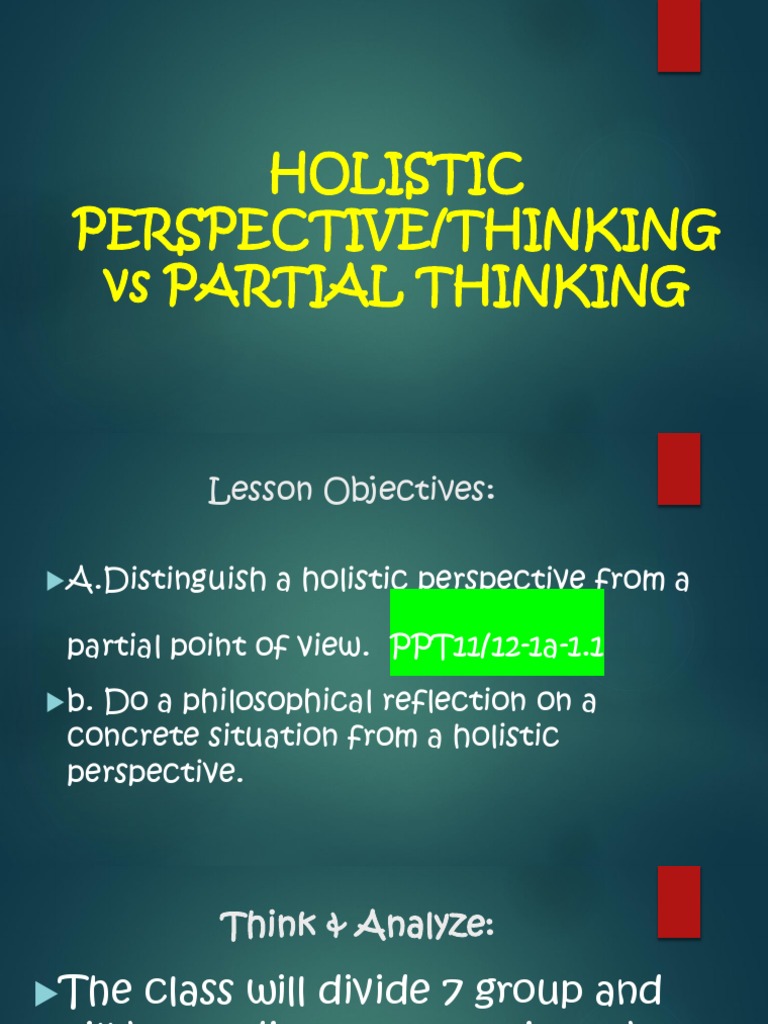 Holistic vs. Partial Thinking Explained | PDF | Rubric (Academic) | Thought
