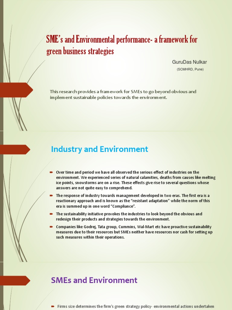 SME's and Environmental Final | PDF | Strategic Management | Sustainability