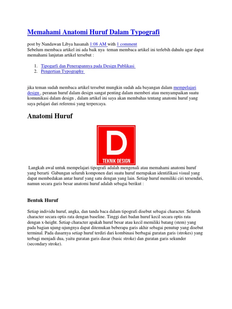 Anatomi Huruf dalam Tipografi | PDF
