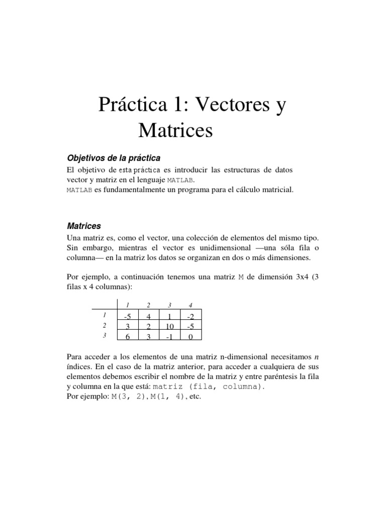 Vectores y Matrices | PDF | Matriz (Matemáticas) | Álgebra
