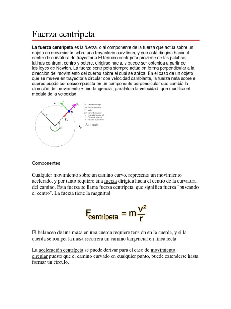 Definición y Fórmula de Fuerza Centrípeta | PDF | Ley de Newton de la ...