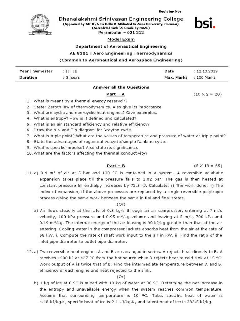 AET Model Question Paper | PDF | Heat | Jet Engine