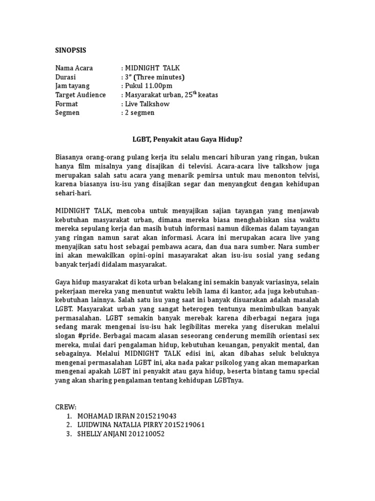 Sinopsis Program Talkshow - Assessment | PDF | Politik | Ilmu Sosial