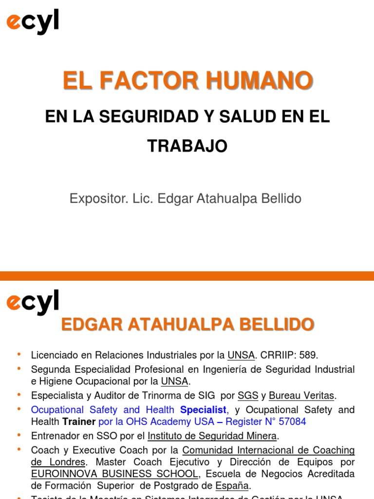 El Factor Humano en La SST 13 07.19 PDF | PDF | Factores humanos y ...