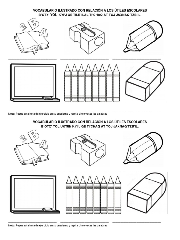 Vocabulario Ilustrado Con Relación A Los Útiles Escolares | PDF | Hogar ...