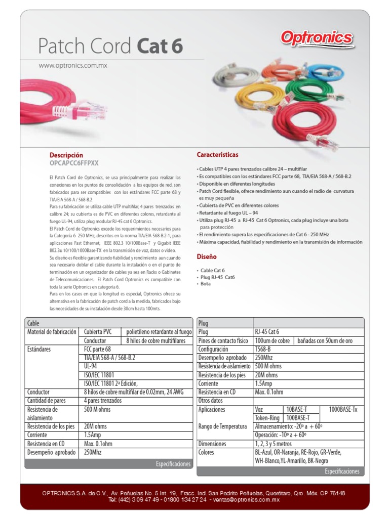 Patch Cord | PDF | Protocolos de capa física | Infraestructura de ...