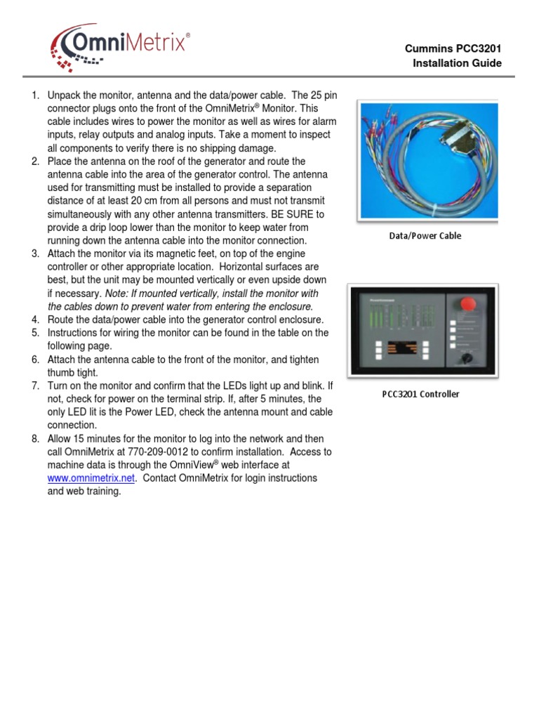 Cummins PCC3201 Installation Guide: The Cables Down To Prevent Water ...