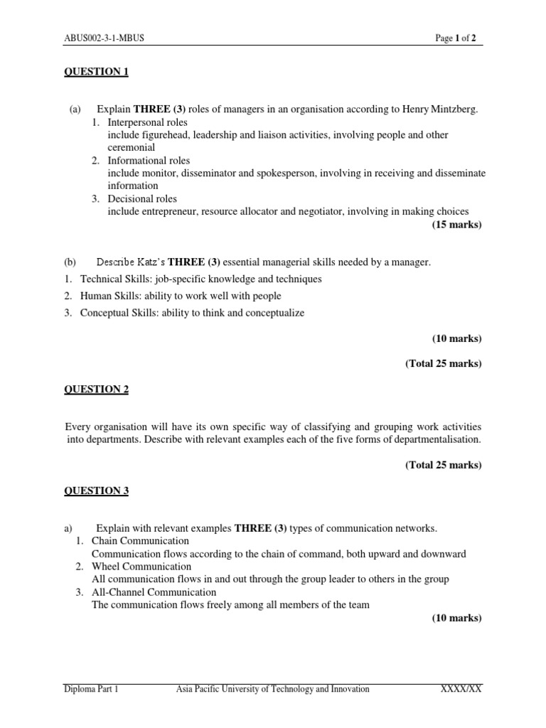 Exam Papers Sample | PDF | Communication | Psychology